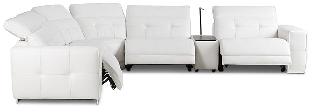 Reva White Leather Medium Triple Power 2-arm Sectional (3)