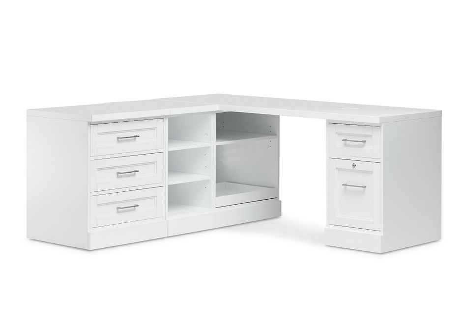 Newport White L Desk, (0)