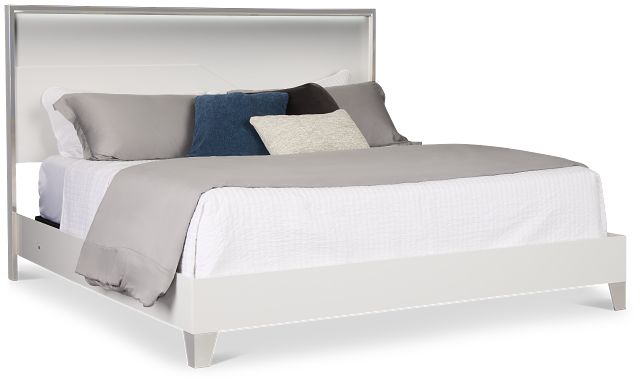 Doral White Panel Bed With Lights