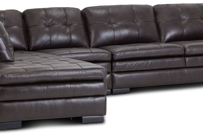 Braden Dark Brown Leather Medium Left Bumper Sectional