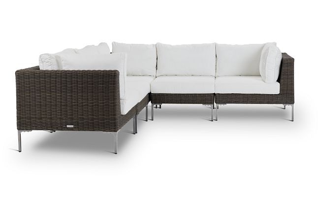 Tulum White Woven Two-arm Sectional
