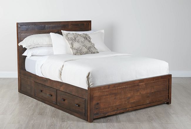 Seattle Dark Tone Wood Platform Storage Bed