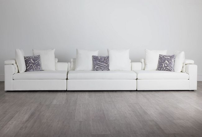 Merrick White Fabric Large Sofa