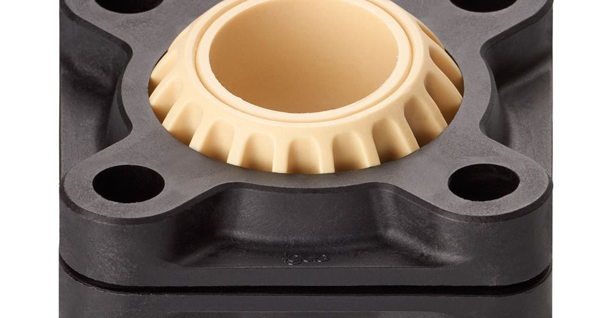 Flange bearing with 4 mounting holes and split housing, KFSM GT igubal®, spherical ball iglidur ...