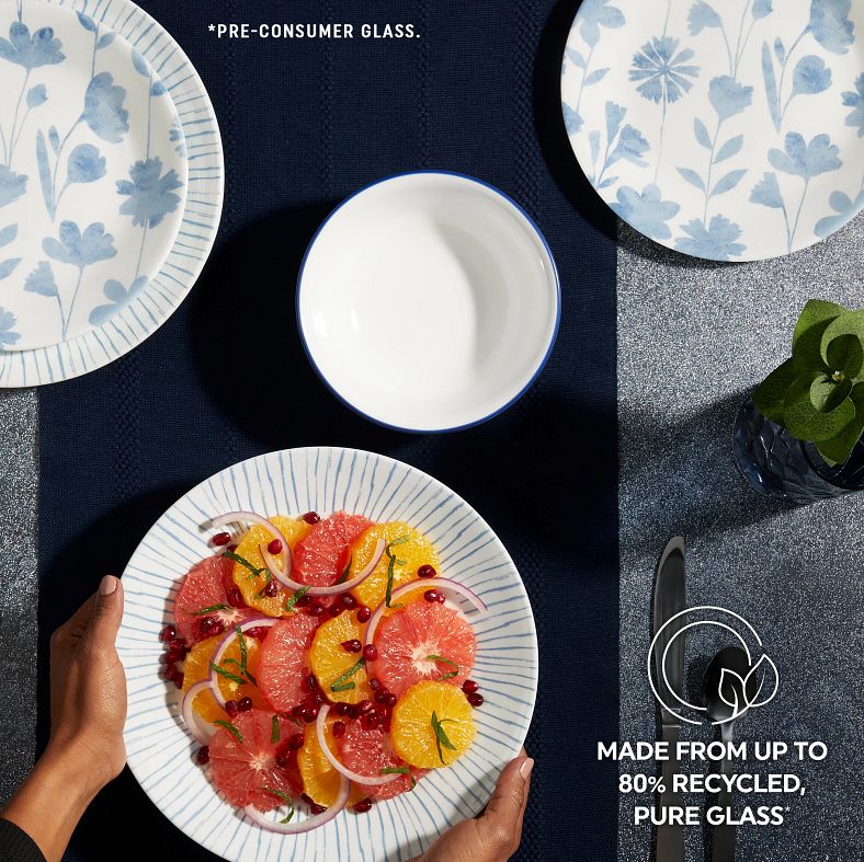 Botanical Stripes 32-piece Dinnerware Set, Service for 8 | Corelle